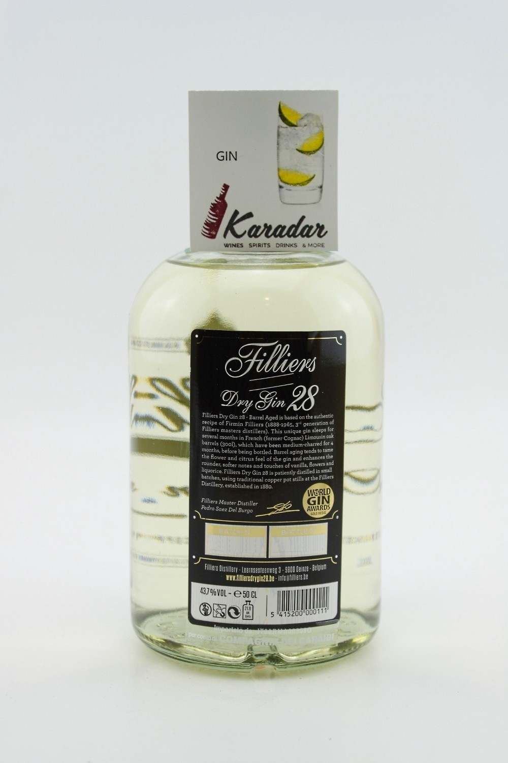 Filliers 28 Dry Gin Barrel Aged Belgium 43,7% vol. Gin | Karadarsho...