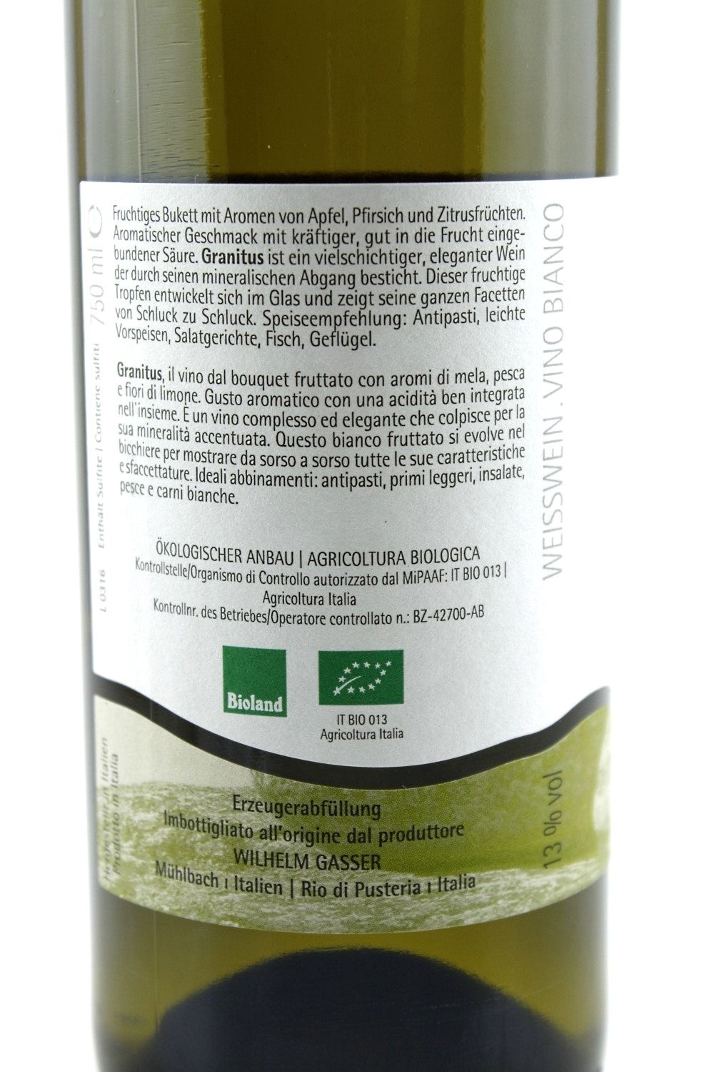 Granitus 2019/20 - 13% vol. Weingut Santerhof BIO - Wilhelm Gasser ...