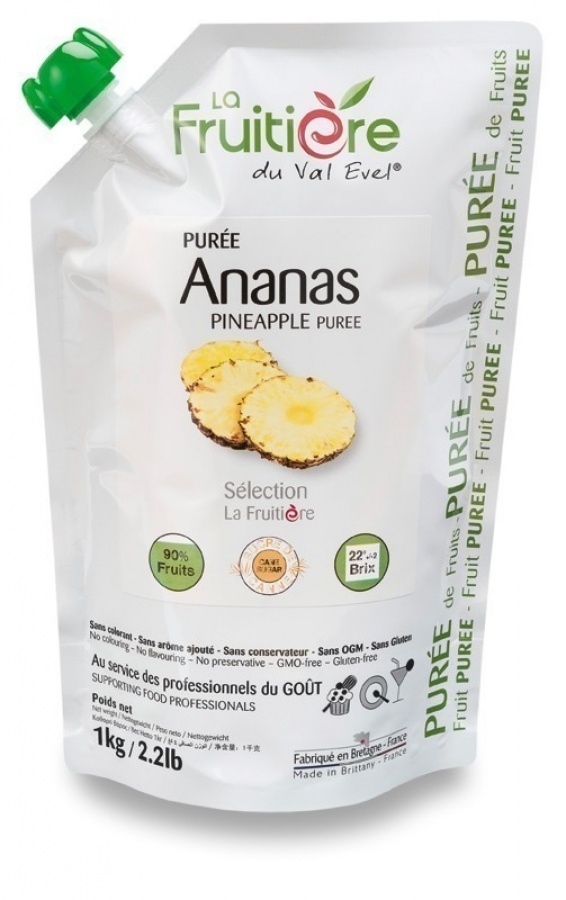 Fruit puree Pineapple 1 kg La Fruitiere du Val Evel | Karadarshop.com