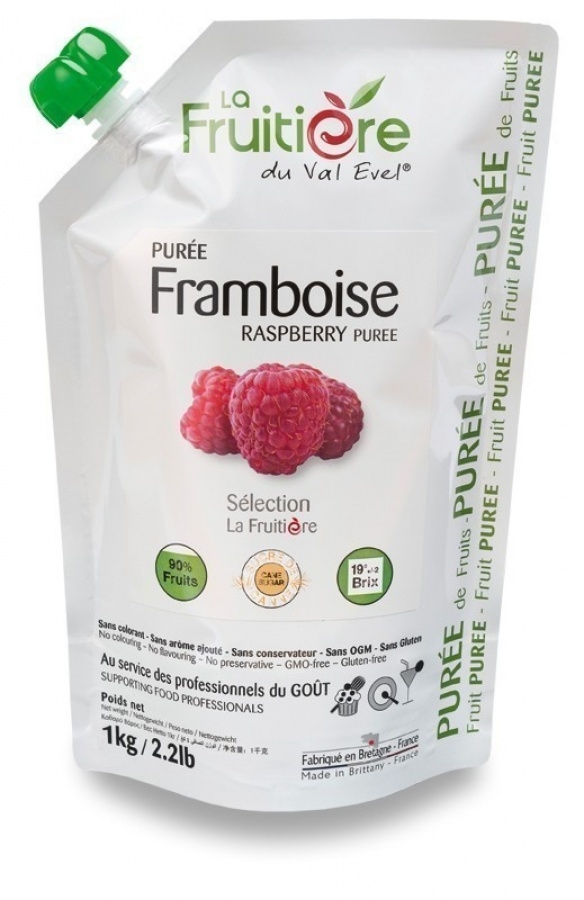 Fruit puree Raspberry 1 kg La Fruitiere du Val Evel | Karadarshop.com