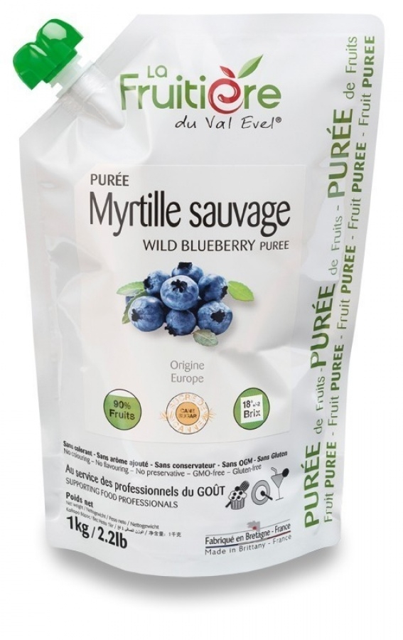 Fruit puree wild blueberry 1 kg La Fruitiere du Val Evel | Karadars...