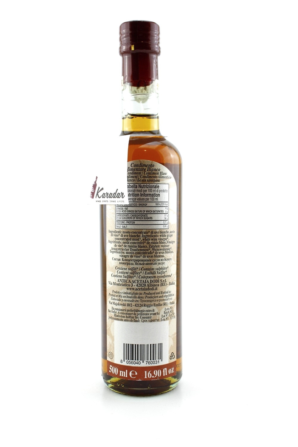 Weißer Balsamessig im Barrique ausgebaut 500 ml Antica Acetaia Dodi...