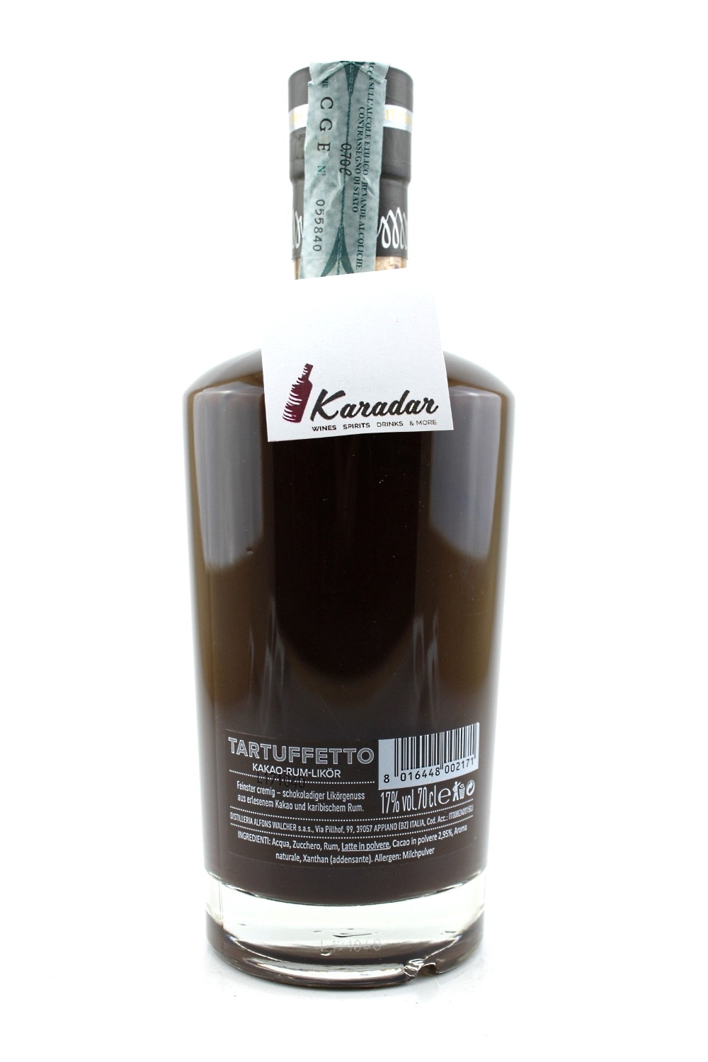 Tartuffetto cocoa Rum 17% vol. Walcher Distillery | Karadarshop.com