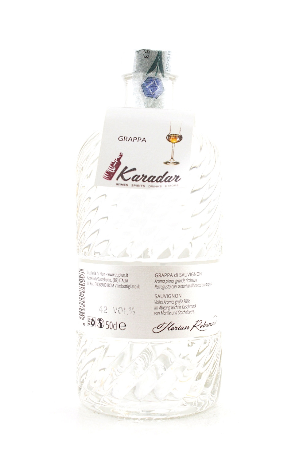 Grappa Sauvignon 42% vol. Zu Plun Distillery | Karadarshop.com