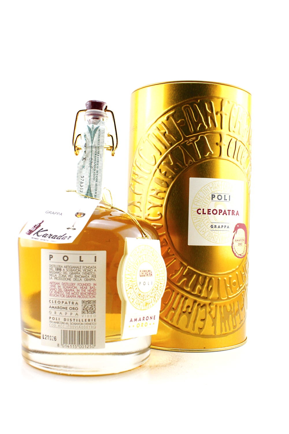 Grappa Amarone Oro Cleopatra with can 40% vol. Poli Jacopo 1898 Dis...