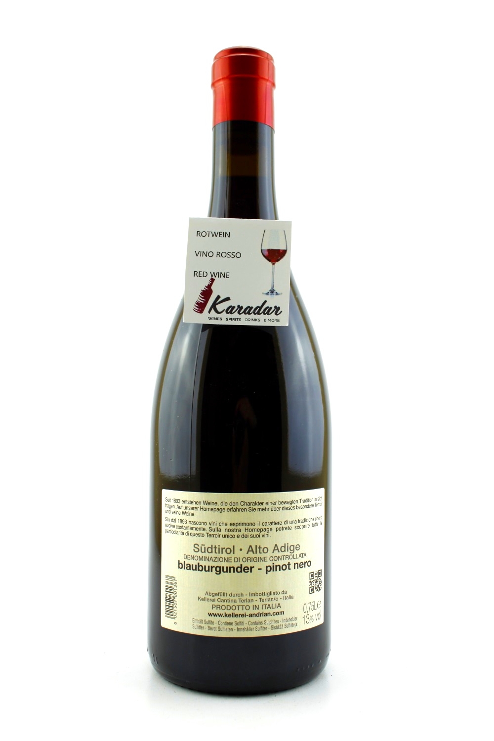 Pinot Noir 2020 - 13,5% vol. Andriano Winery | Karadarshop.com
