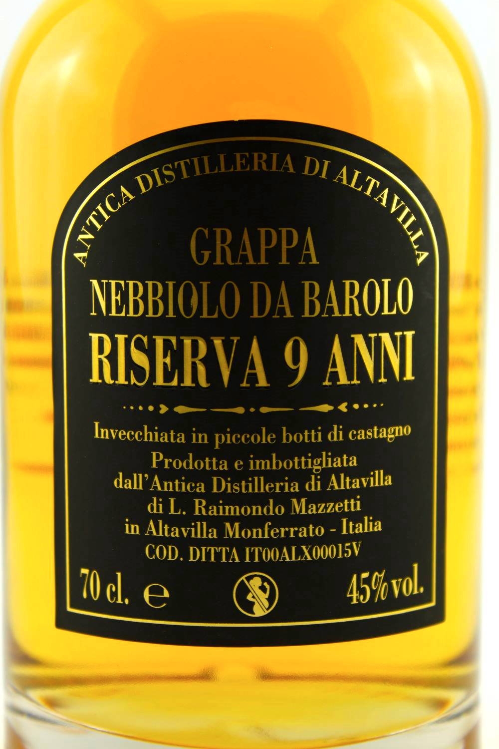 Grappa Nebbiolo da Barolo Riserva 9 anni 45% vol. Distilleria di Al...