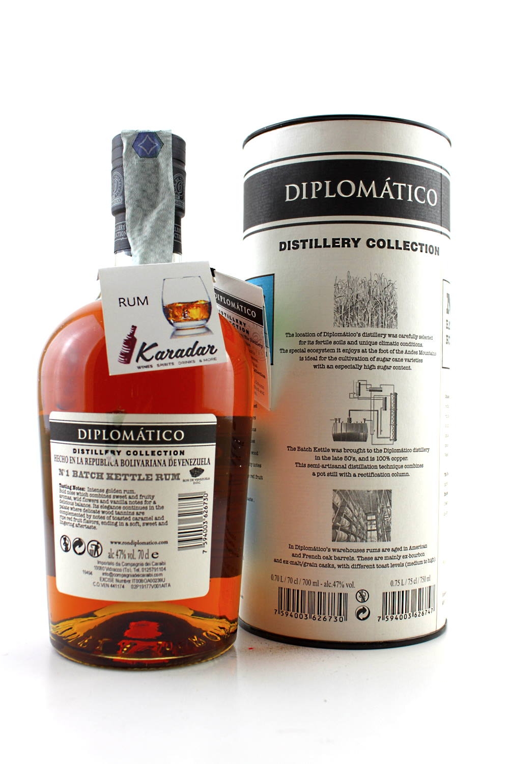 Rum Distillery Collection N.1 Single Kettle Batch 47% vol. Diplomat...