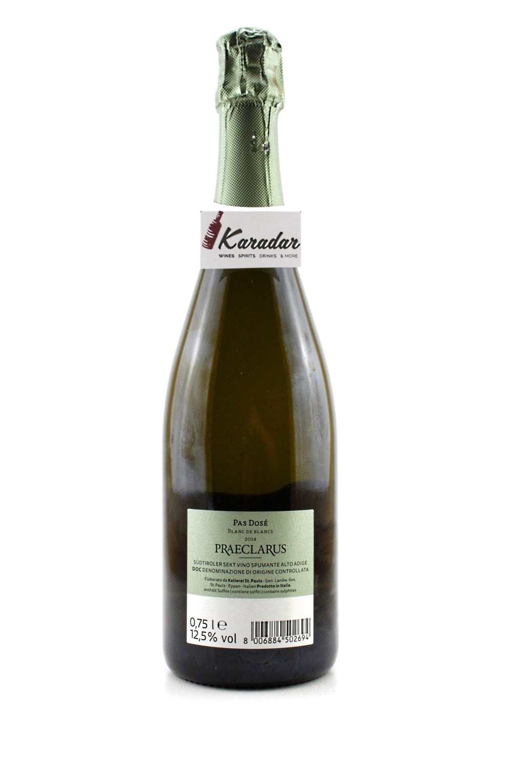Praeclarus Pas Dosé Blanc de Blanc 2014/16 - 12,5% vol. Cantina S.