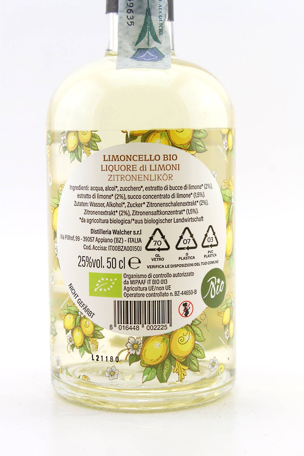 Limoncello Biostilla 25% vol. Distilleria Walcher | Karadarshop.com