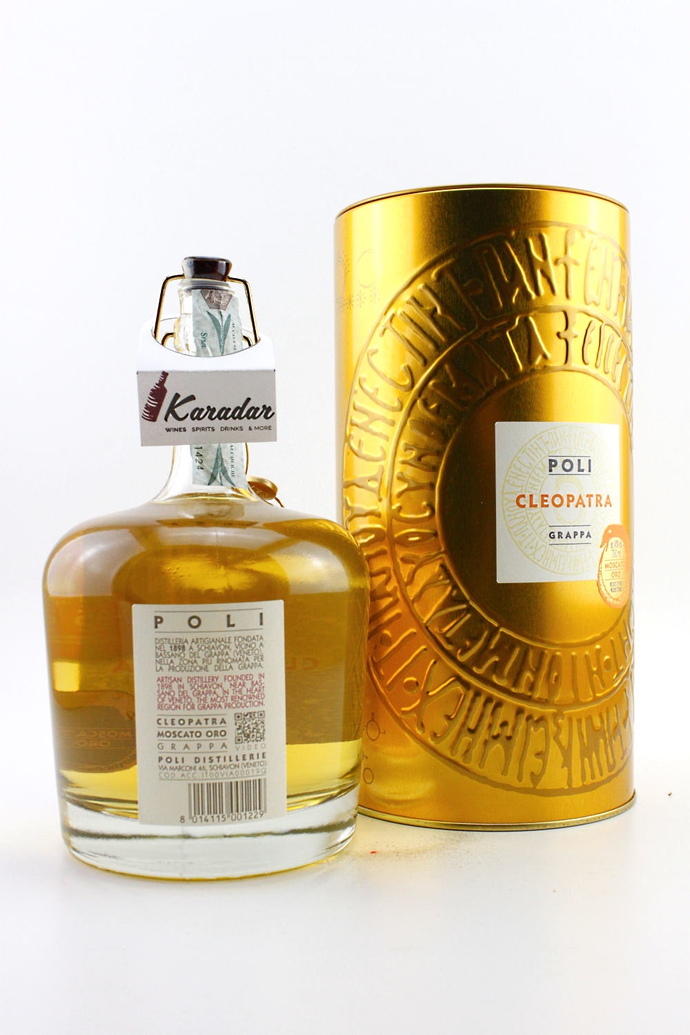 Grappa Moscato Oro Cleopatra with can 40% vol. Poli Jacopo 1898 Dis...