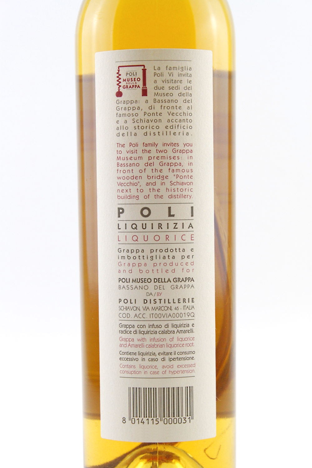 Poli Liquirizia - Liquorice 40% vol. Poli Jacopo 1898 Distillery