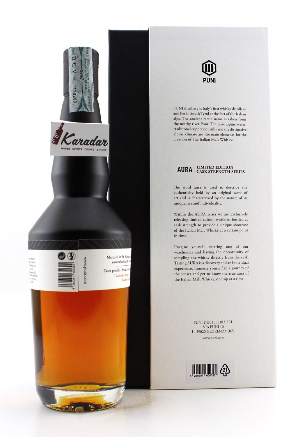 Puni AURA Italian Malt Whisky 8Y Limited Edition 02 63,5% vol. Puni...