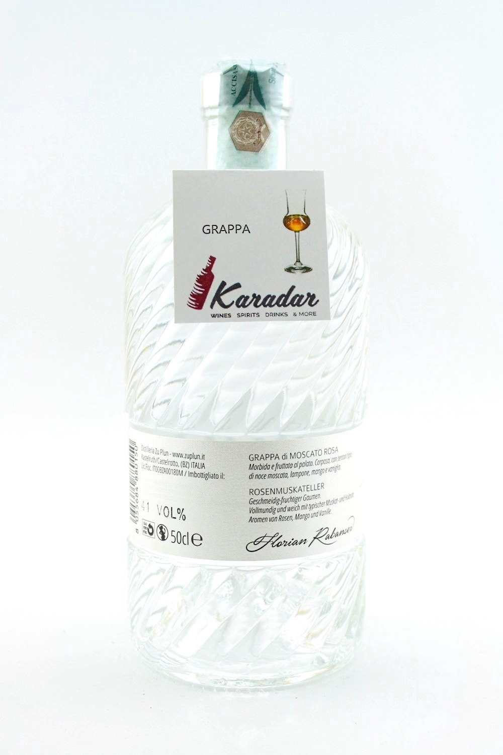 Grappa Muscat Rosé 42% vol. Zu Plun Distillery | Karadarshop.com