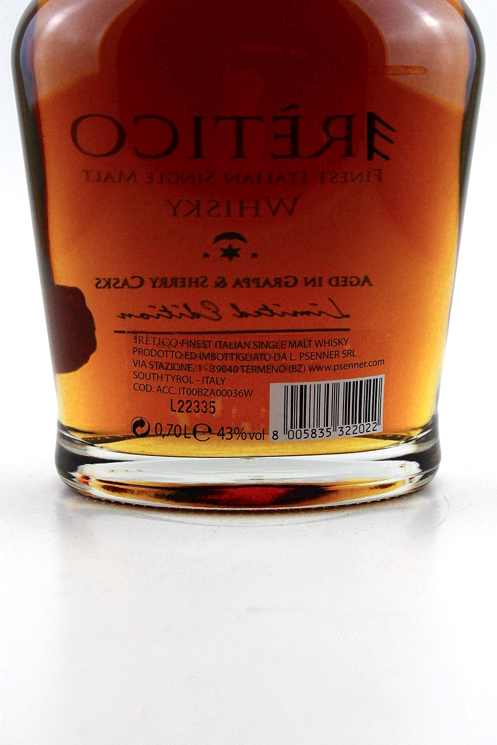 Erètico Single Malt Whisky 5 years 43% vol. Psenner L. Distillery