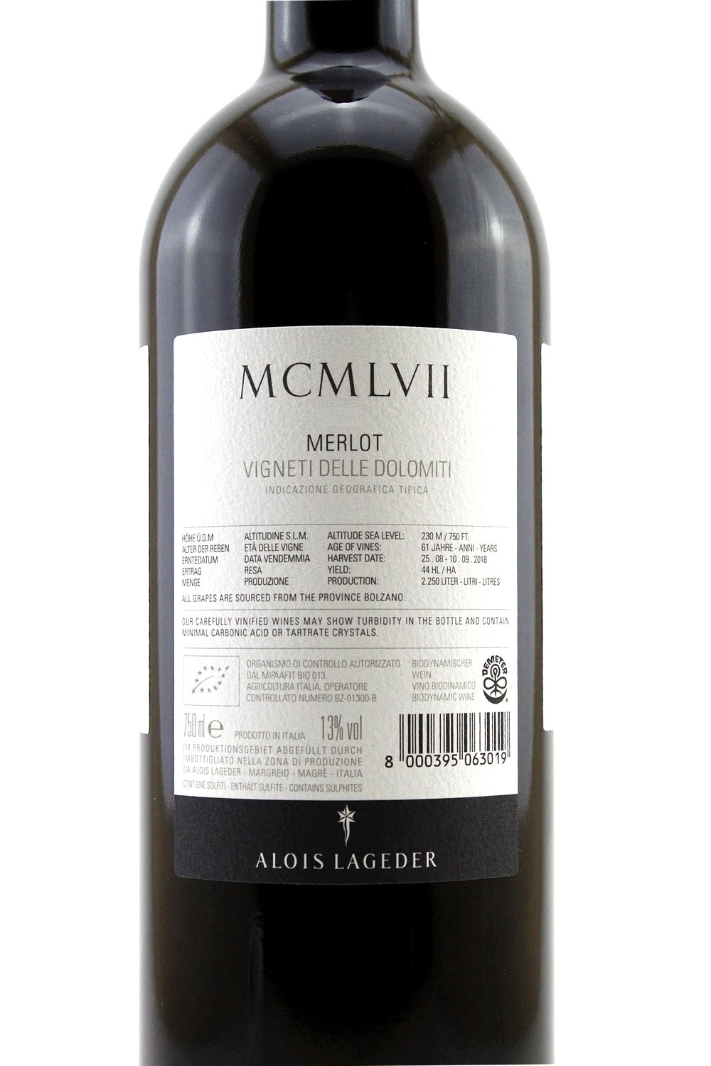 Merlot MCMLVII Vecchie Viti 2020 - 13% vol. Alois Lageder BIO | Kar...