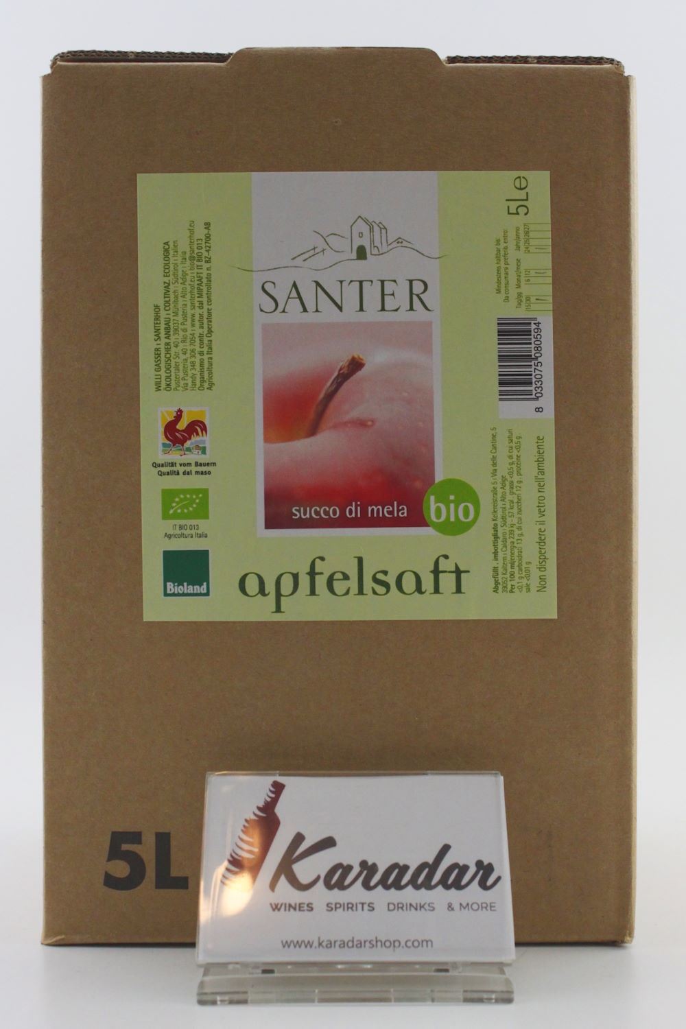 Apple Juice organic Bag in Box 5 liters Santerhof - Wilhelm Gasser ...